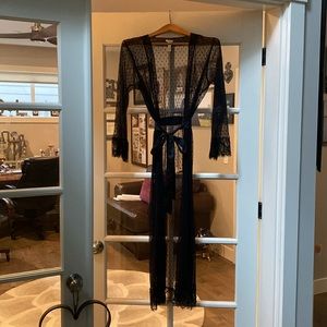 Soma | Intimates & Sleepwear | Soma Mesh Tulle Lace Robe W Tie Black ...